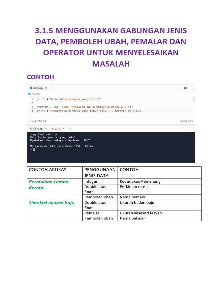 8_JENIS_DATA,_PEMBOLEH_UBAH,_PEMALAR_DAN_OPERATOR_UNTUK_MENYELESAIKAN | PDF