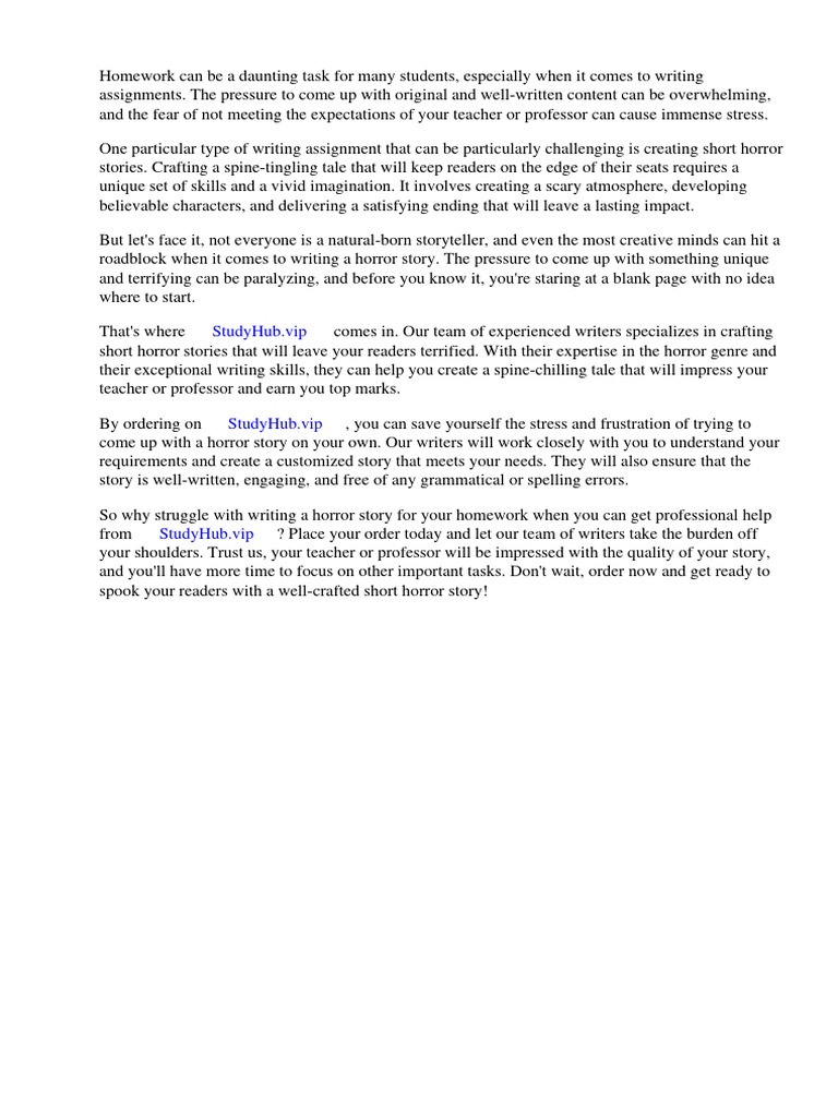Short Horror Stories For Homework | PDF