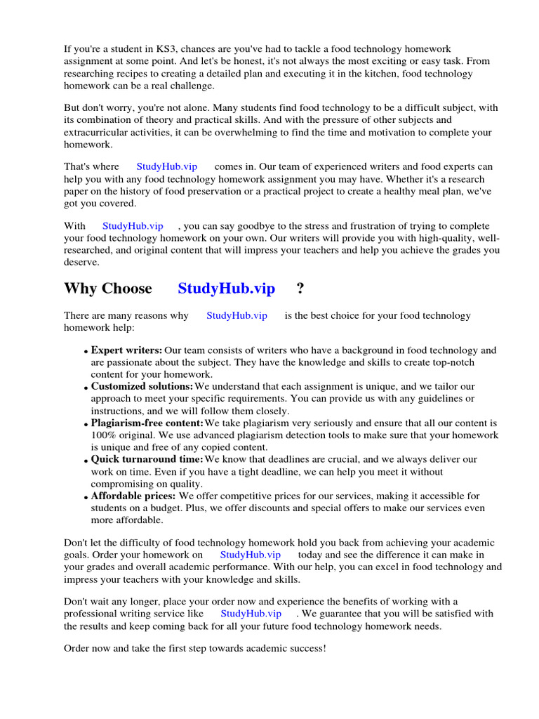Food Technology Homework Ks3 | PDF | Facebook | Linked In