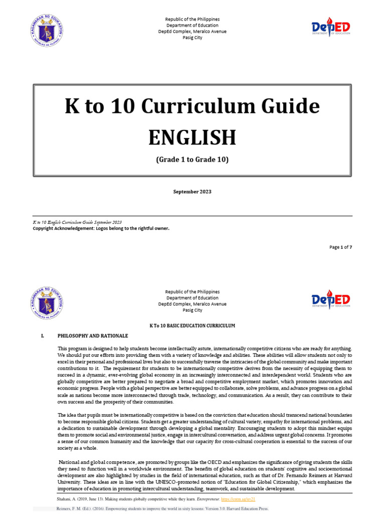 Meñoza - K To 10 Curriculum Guide - BSED 2A | PDF | Learning | Science