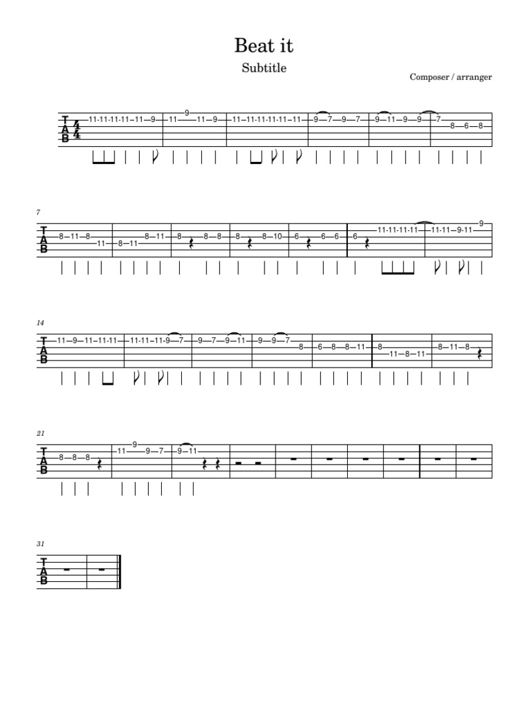Guitar Sheet for "Beat It" | PDF | Musical Compositions | Musical ...