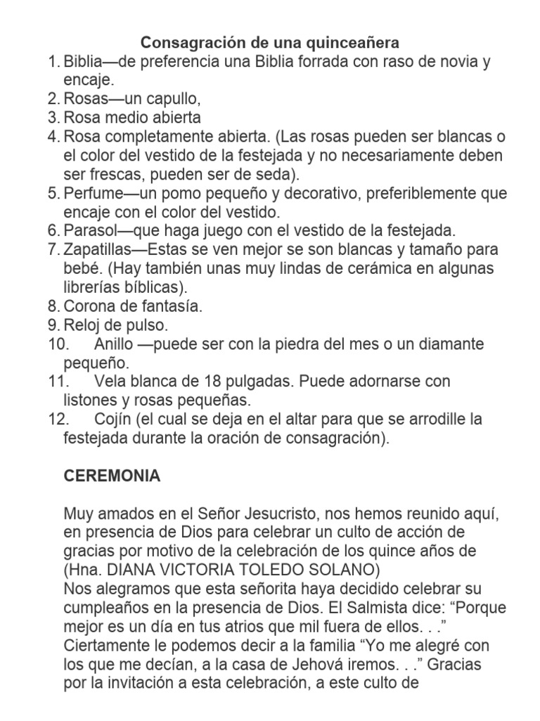 Consagración de Una Quinceañera | PDF | Cristo (título) | Salmos
