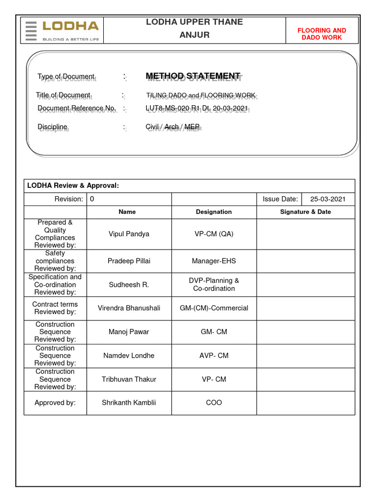 Flooring & Dado | PDF | Specification (Technical Standard) | Tile