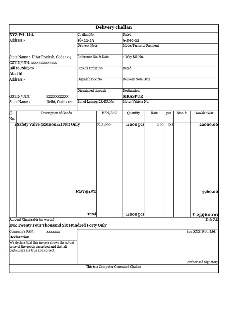 Delivery Challan | PDF