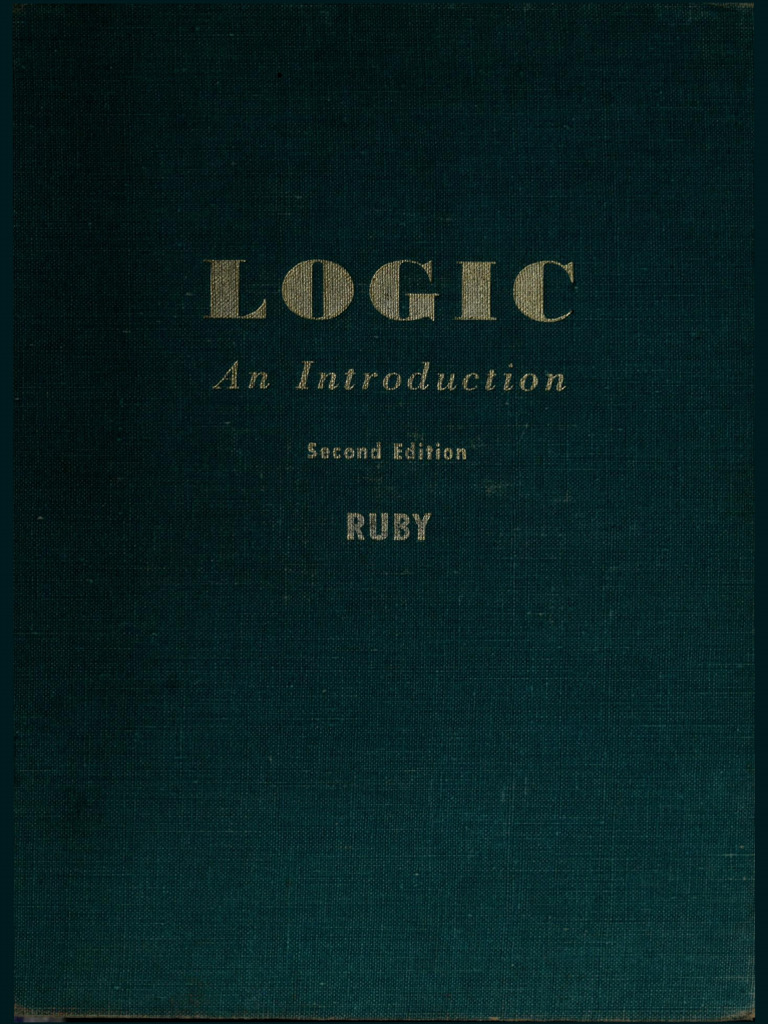 Logic An Introduction - Lionel Ruby | PDF