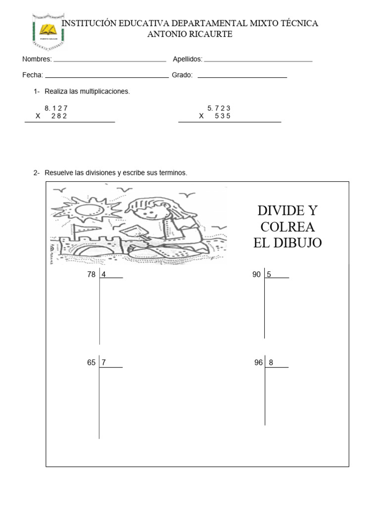 Matematicas Evaluacion Divisiones | PDF