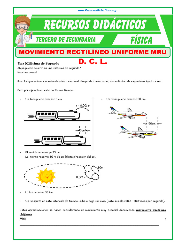 Ejercicios-de-MRU-para-Tercer-Grado-de-Secundaria | PDF | Física ...