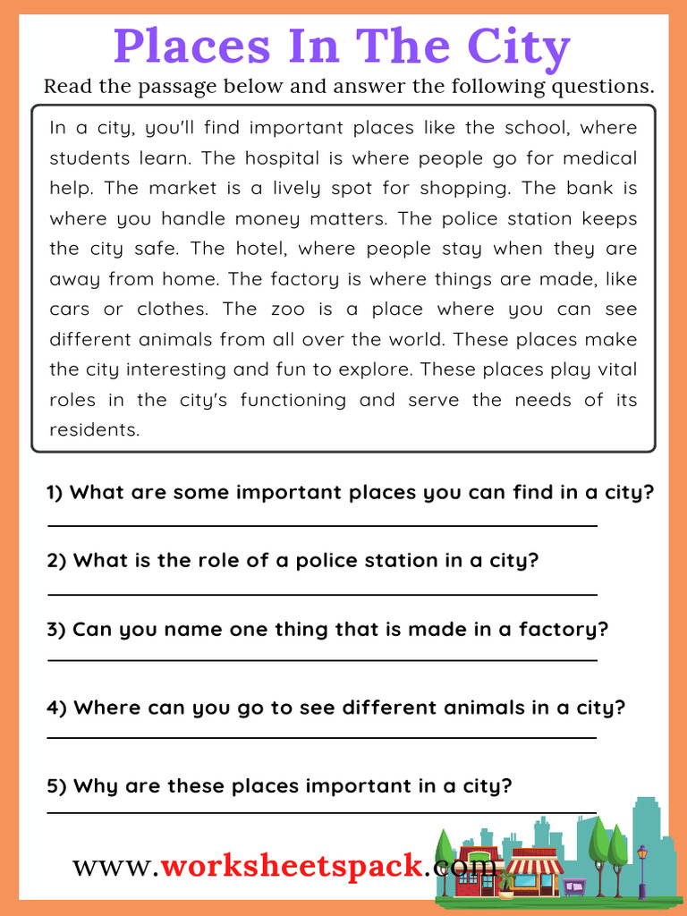 Places in Town Reading Comprehension Passage | PDF