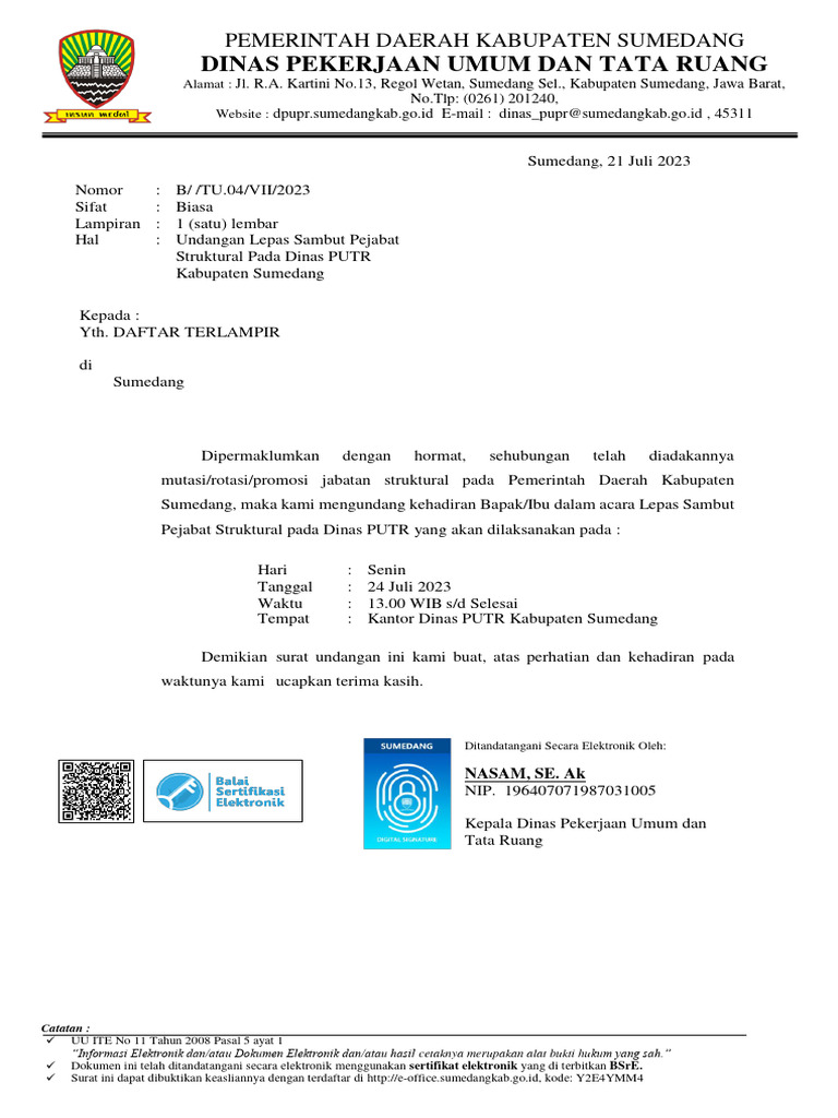 Undangan Lepas Sambut | PDF