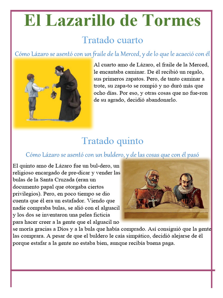 El Lazarillo de Tormes Resumen Capítulos 4 y 5 | PDF