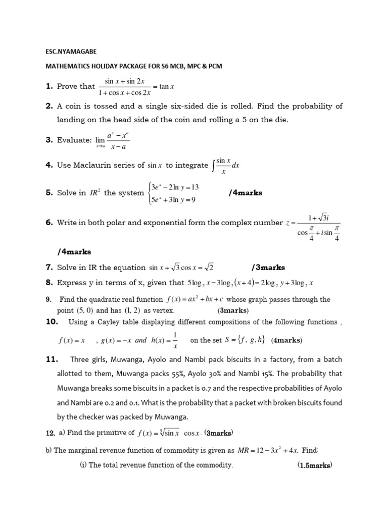 Math S6 | PDF | Complex Number | Elementary Mathematics Math S6 | PDF | Complex Number | Elementary Mathematics