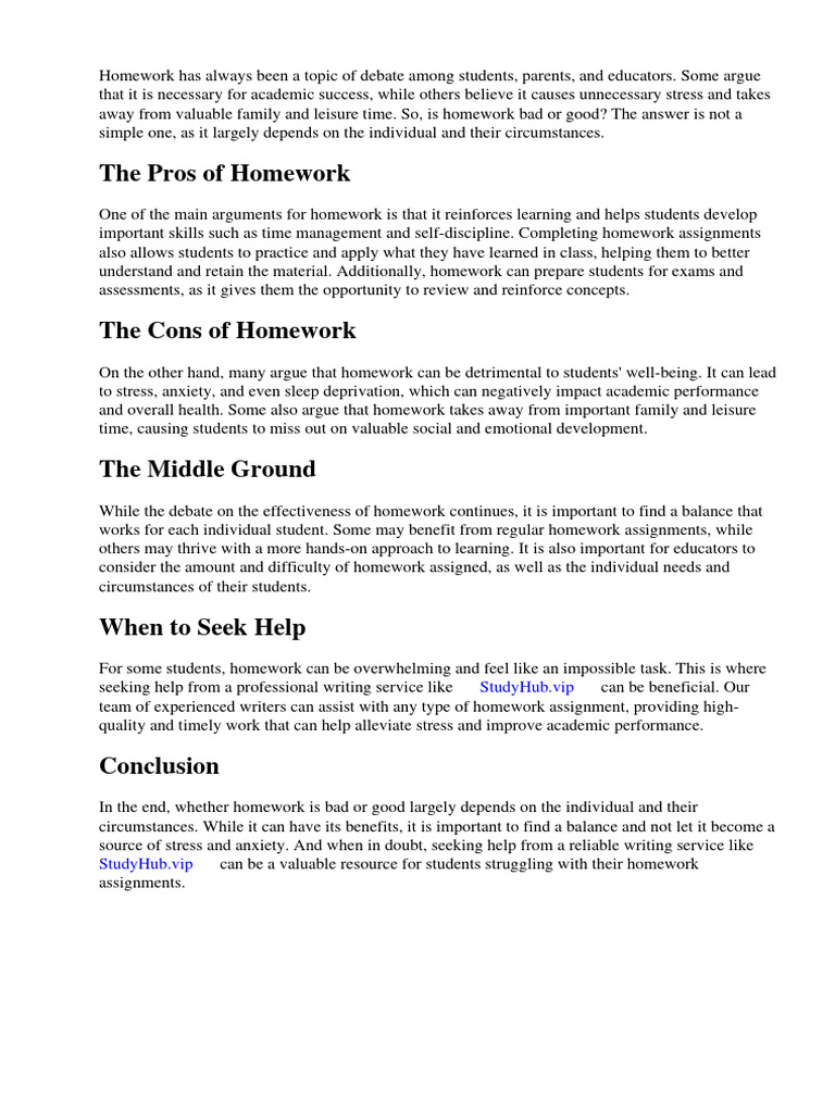 Is Homework Bad or Good | PDF | Homework | Learning