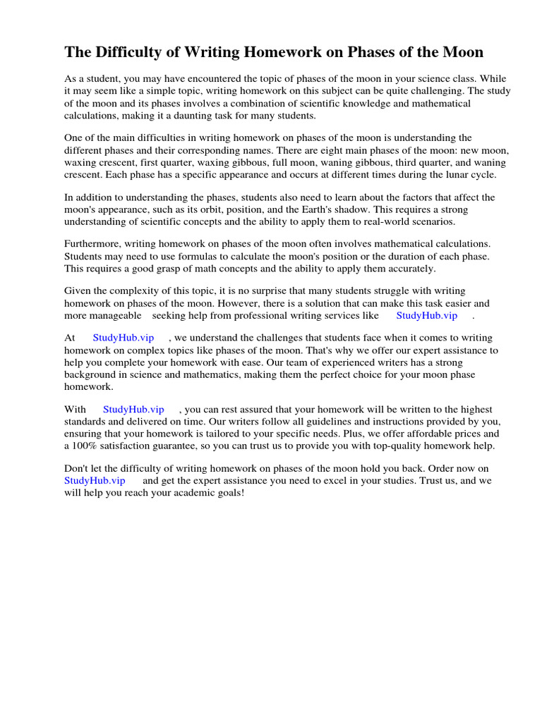 Phases of The Moon Primary Homework Help | PDF | Moon