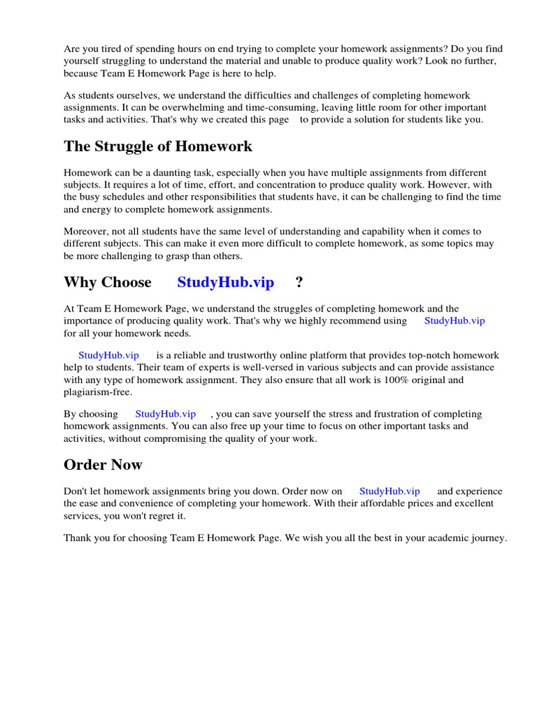 Team e Homework Page | PDF | Homework