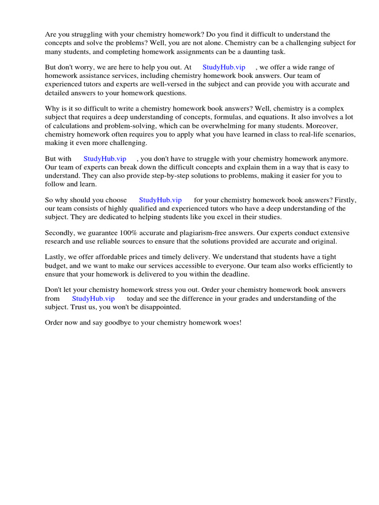 Chemistry Homework Book Answers | Download Free PDF | Chemical ...