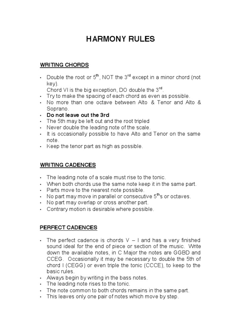 Harmony Rules | PDF