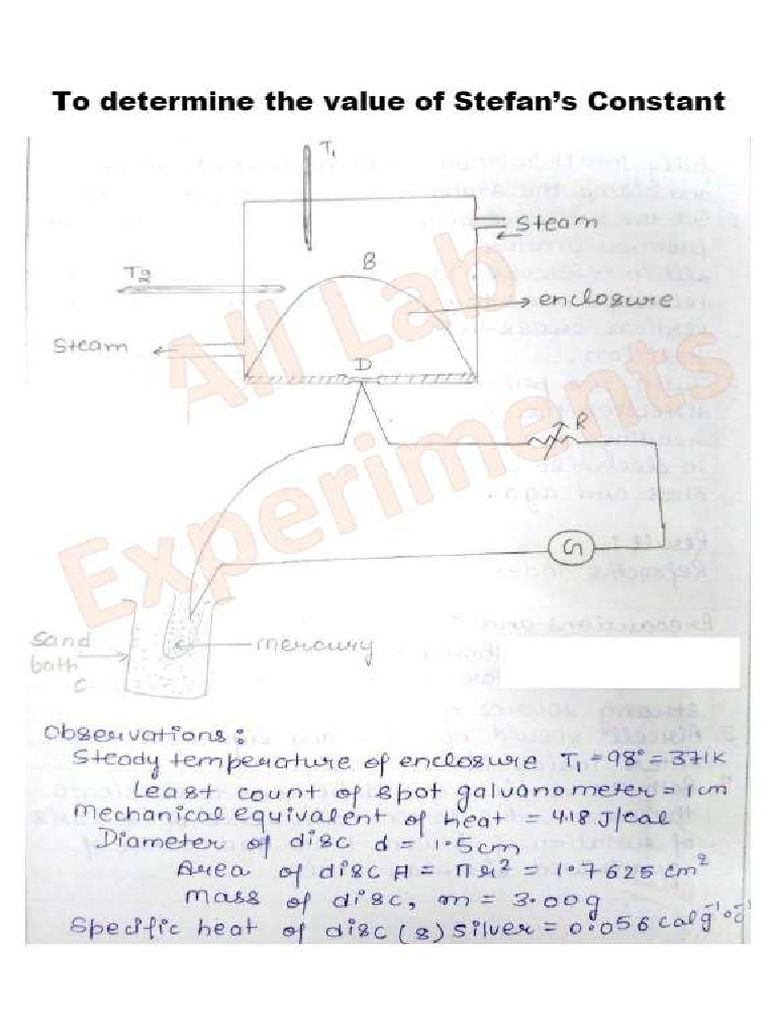 Determination of Stefans Constant | PDF