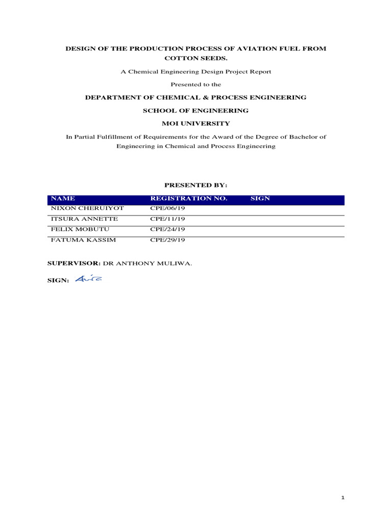 Design Project Final Pdf Cottonseed Biofuel