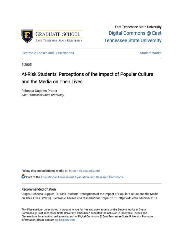 At-Risk Youth & Pop Culture Impact | PDF | Adolescence | Teachers