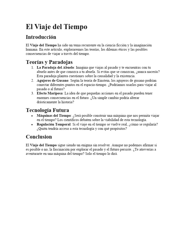 Teorías y Ética del Viaje en el Tiempo | PDF