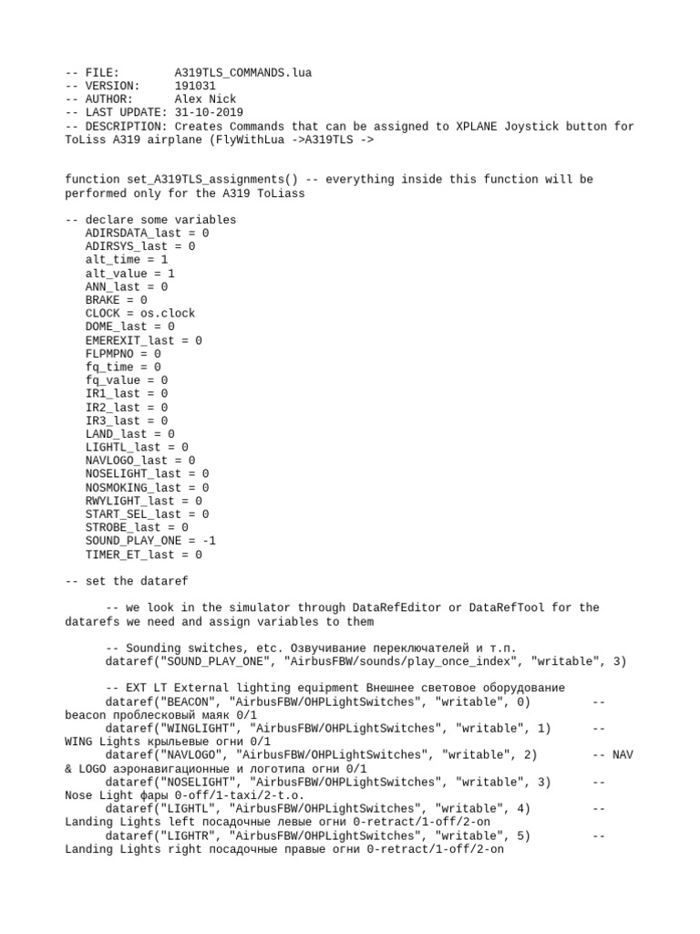 A319TLS COMMANDS V191031.lua | PDF | Aviation