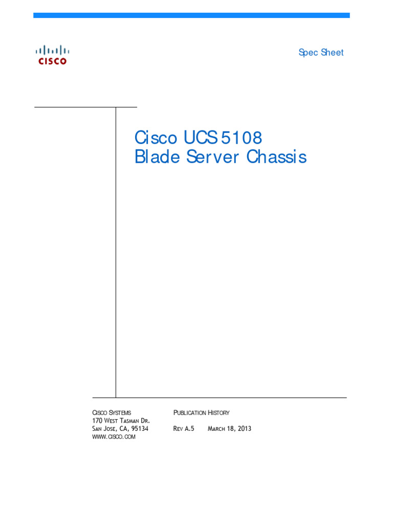 Cisco UCS 5108 Blade Server Chassis Specs | PDF | Computer Architecture ...