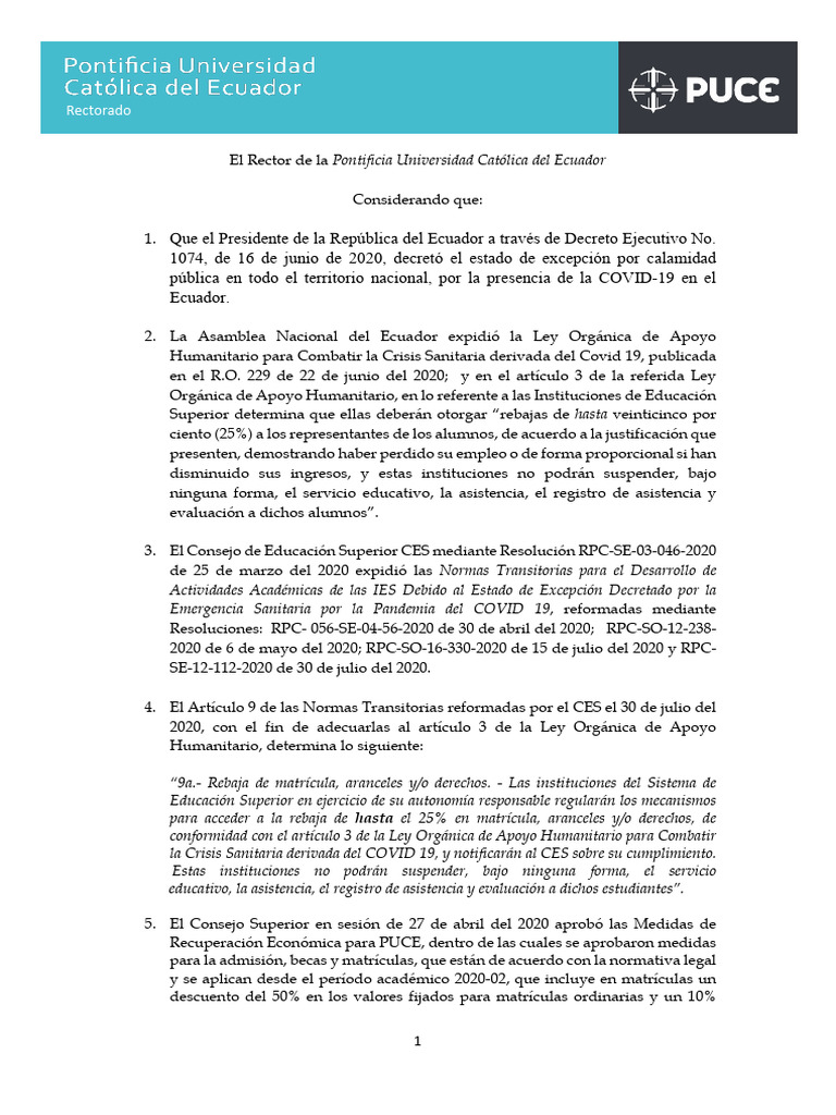 Rectorado | PDF | Ecuador | Educación más alta