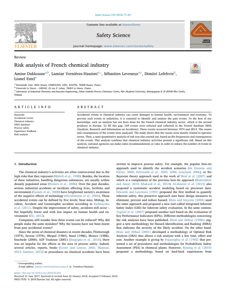 Risk Analysis of French Chemical Industr | PDF | Oil Refinery | Risk