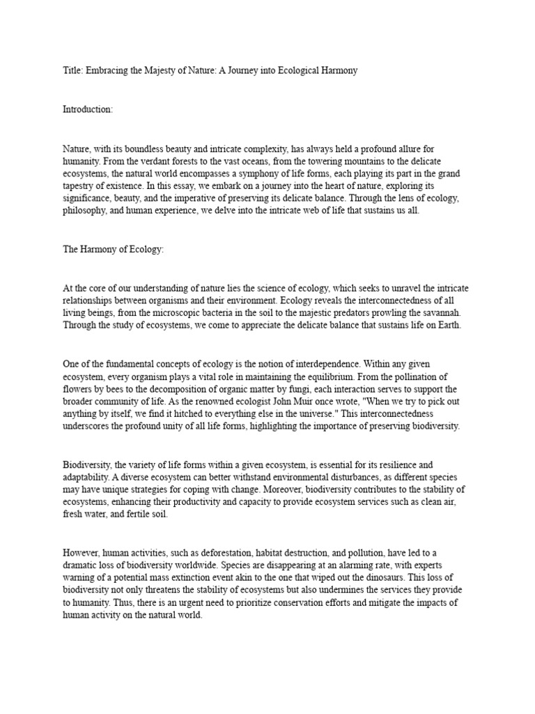 Embracing The Majesty of Nature A Journey Into Ecological Harmony | PDF ...