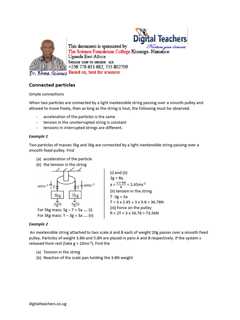 A Level Math Paper 2 Connected Particles | PDF | Tension (Physics) | Force