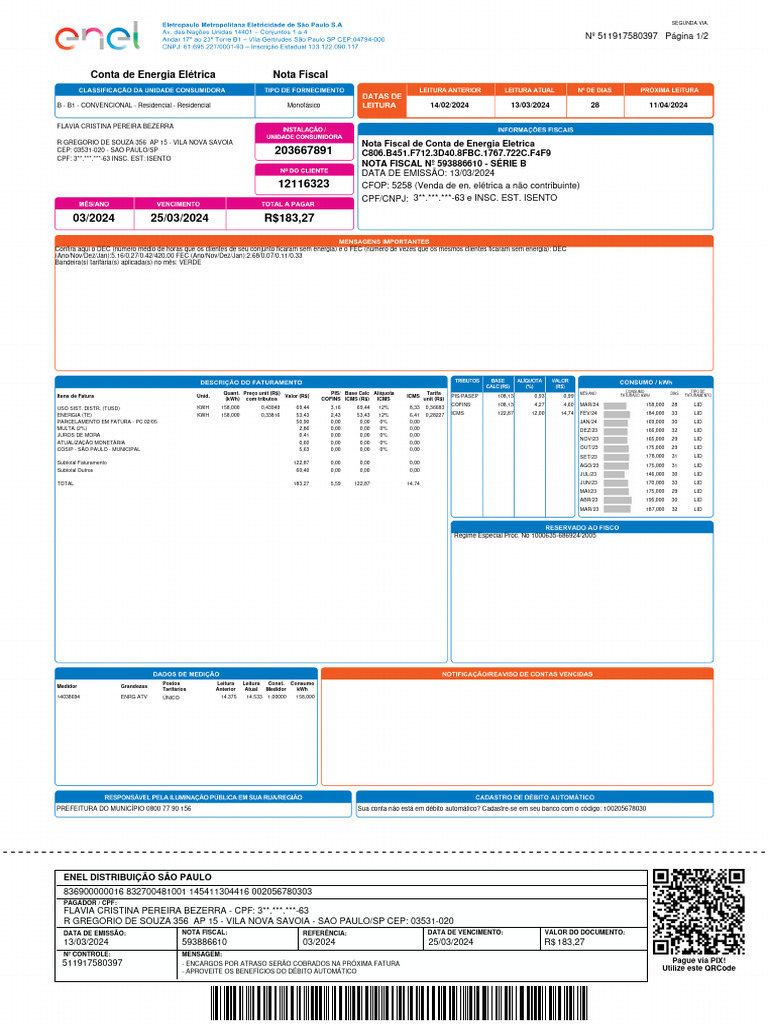 Comprovante de Residencia Enel | PDF
