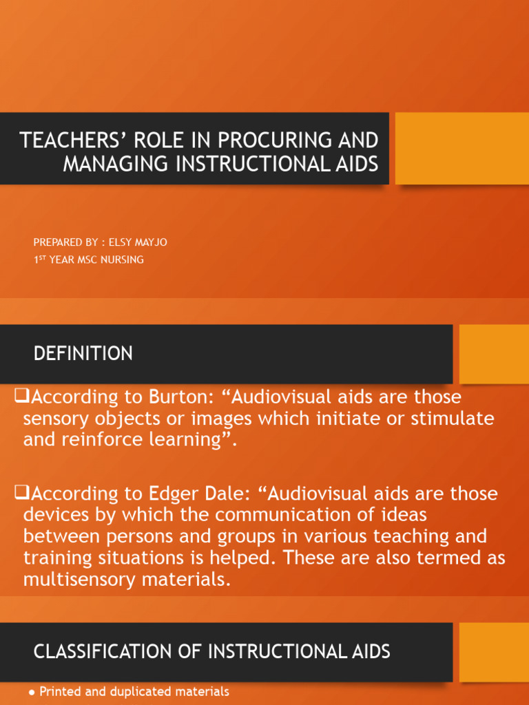 Teacher's Role in Managing Instructional Aids | PDF | Procurement ...