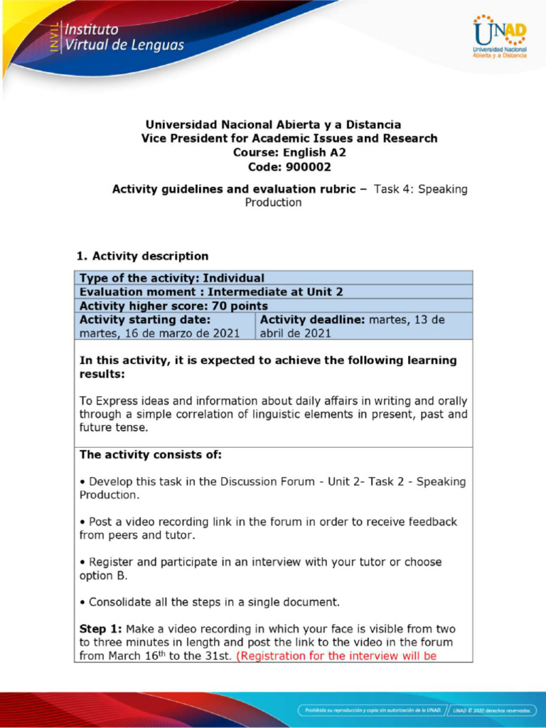 Activity Guide and Evaluation Rubric - Unit 2 - Task 4 - Oral ... Activity Guide and Evaluation Rubric - Unit 2 - Task 4 - Oral ...