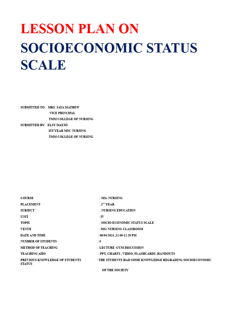 Lesson Plan on Socio-final | PDF | Socioeconomic Status | Liberal Arts Education