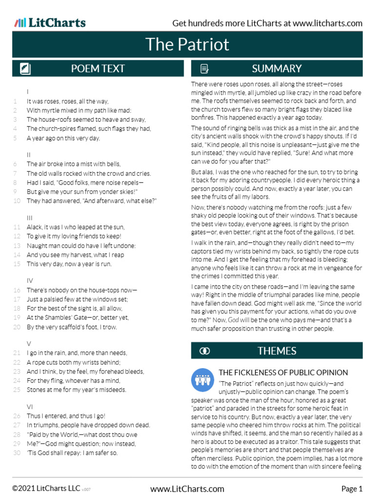 LitCharts The Patriot | PDF