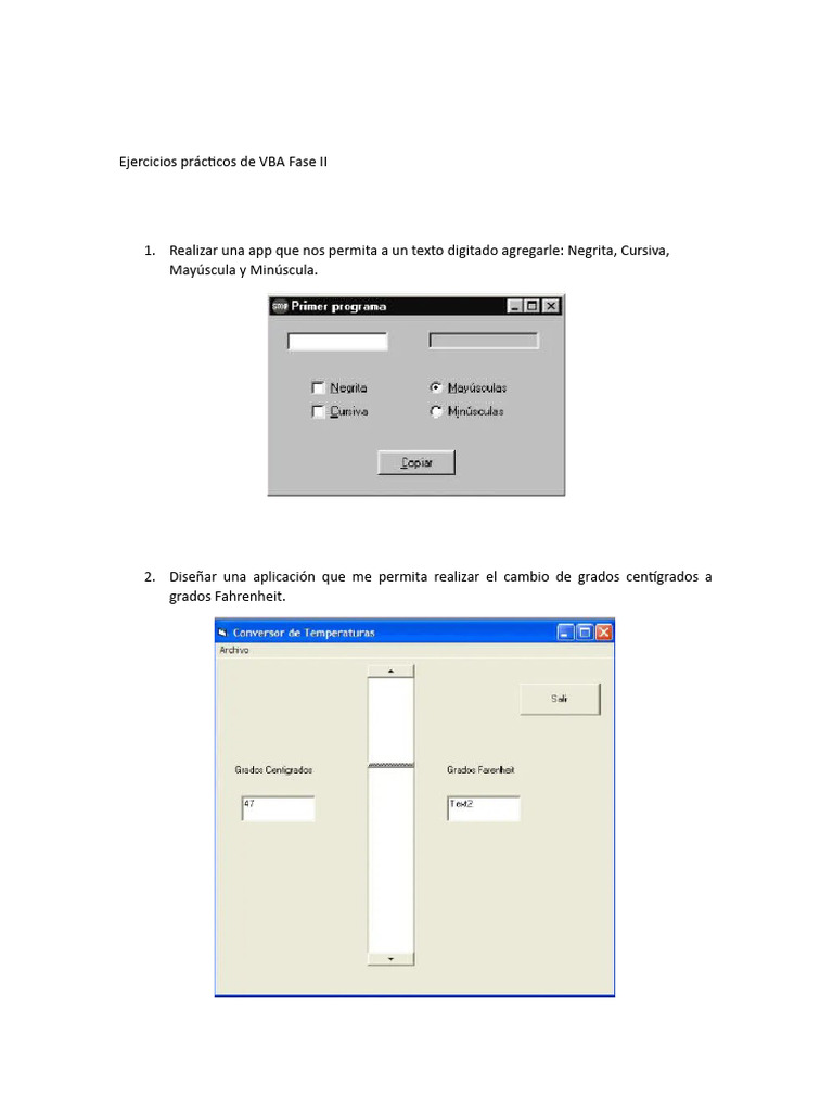 Miscelania de Ejercicios VB II | PDF