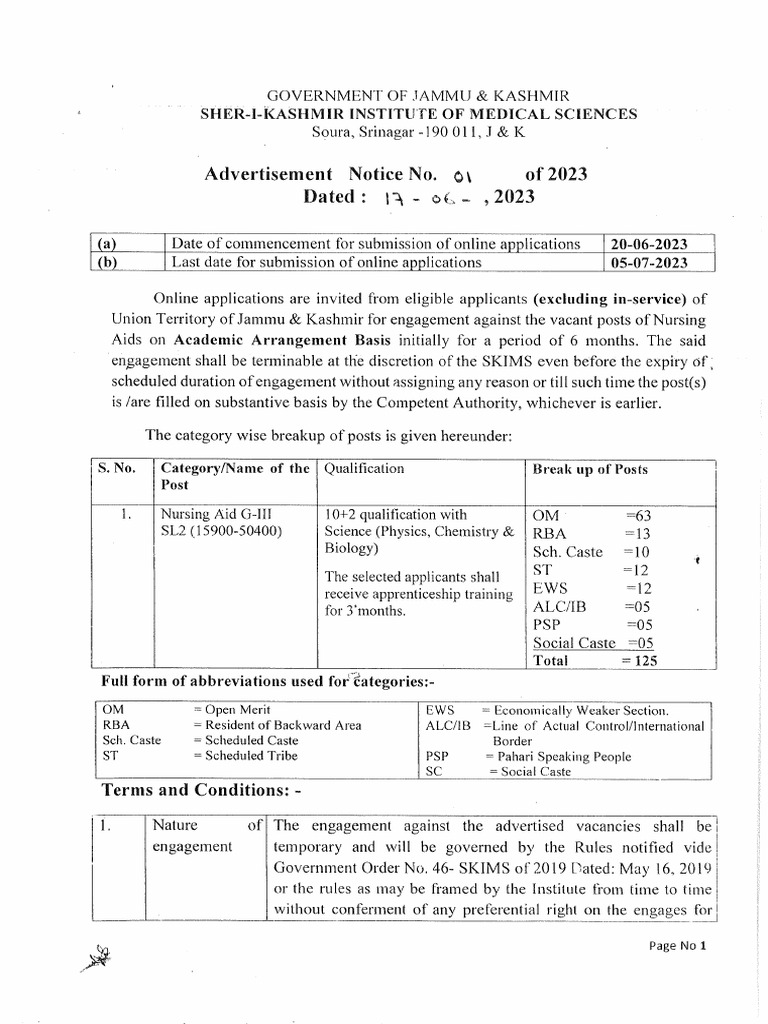 Advt No 01 2023 17062023 | PDF