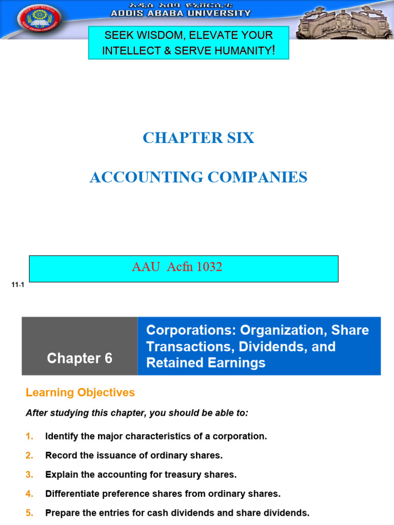 Chapter Six Accounting of Companies | PDF | Dividend | Treasury Stock