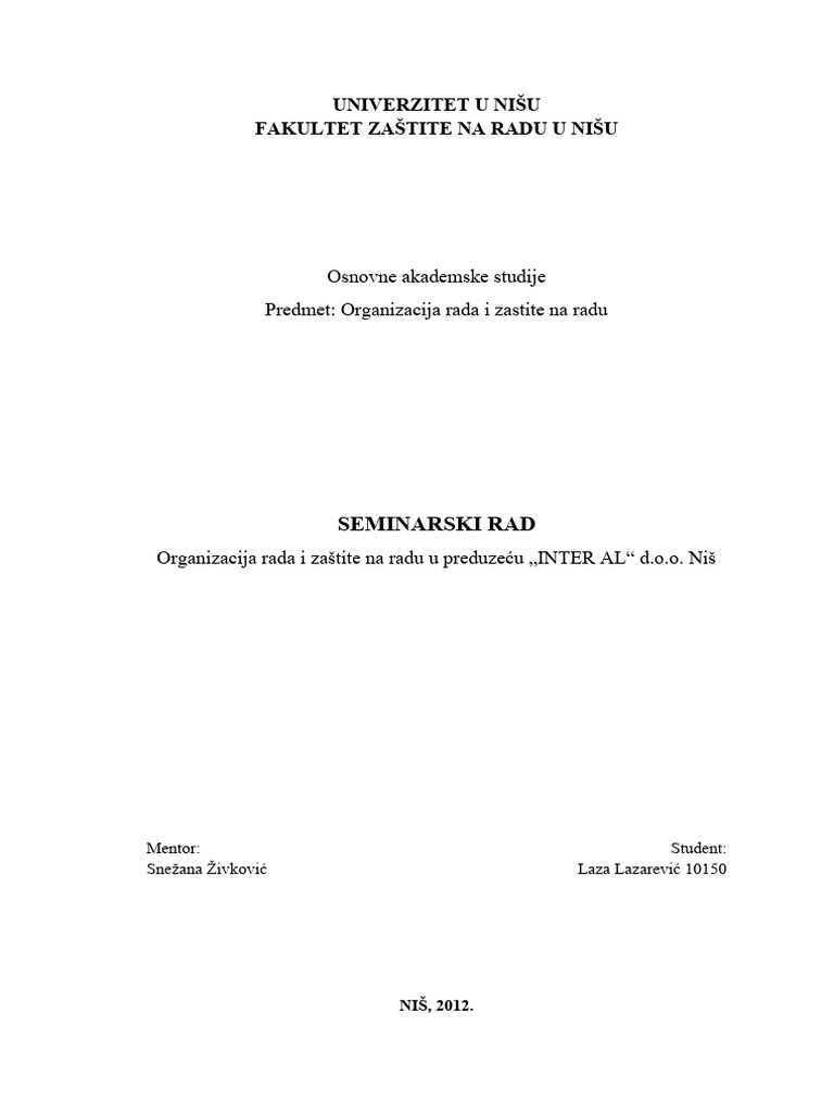 Primer Seminarskog Rada 3 | PDF