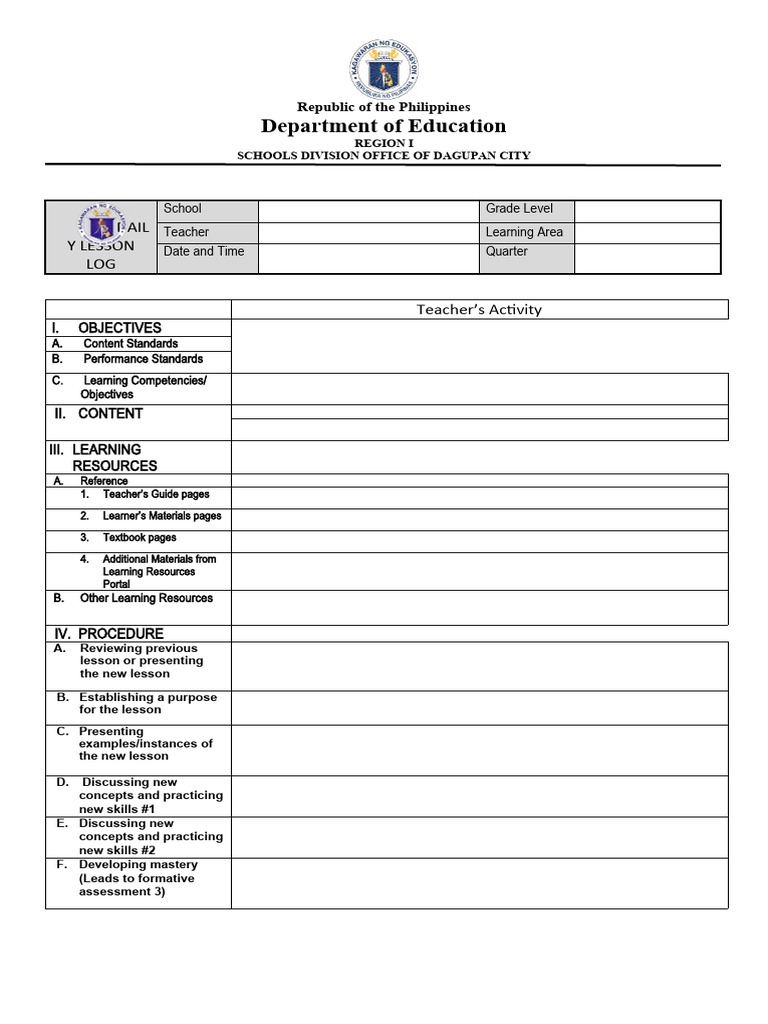 Detailed Lesson Plan Template 2024 | PDF