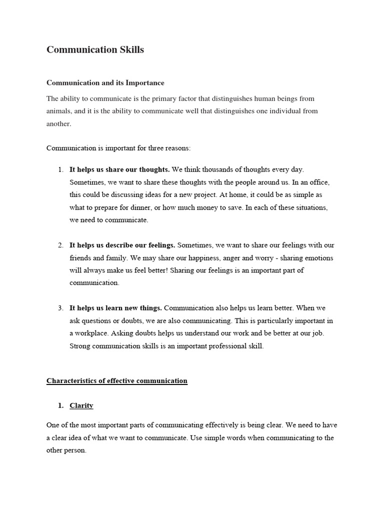 Communication Skills Overview | PDF | Communication | Nonverbal ...