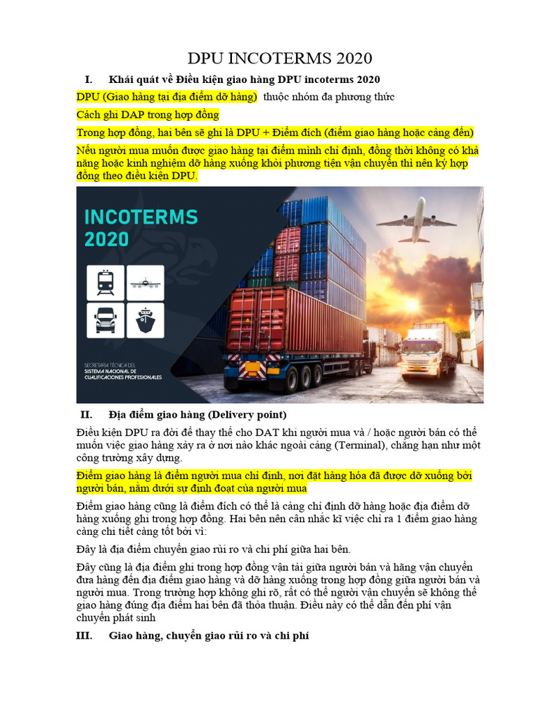 DPU Incoterms 2020 | PDF