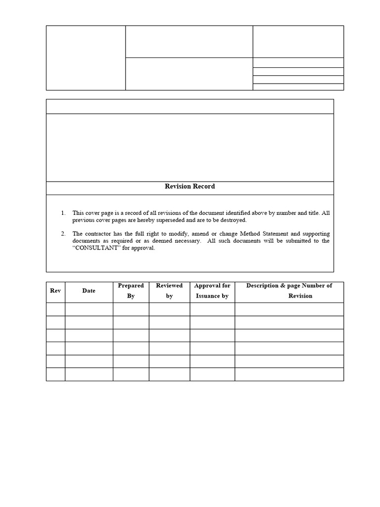 Revision Record: Rev Date Prepared by Reviewed by Approval For Issuance ...
