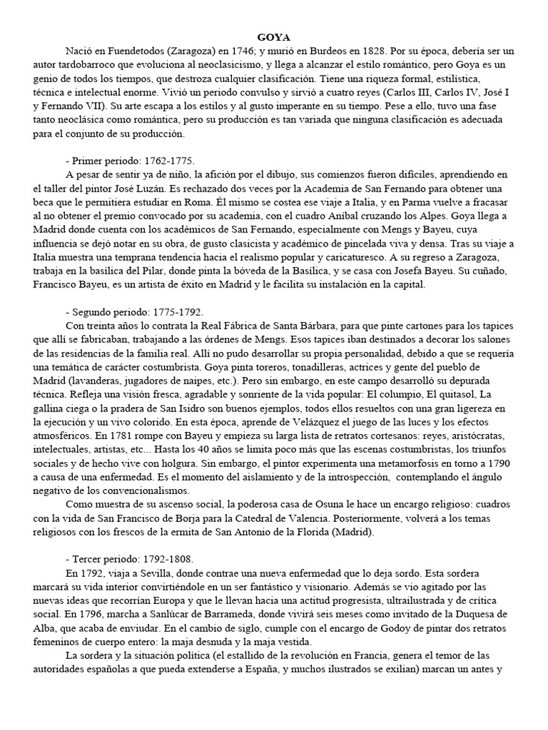 La Evolución Artística de Goya | PDF | Francisco Goya | Pinturas