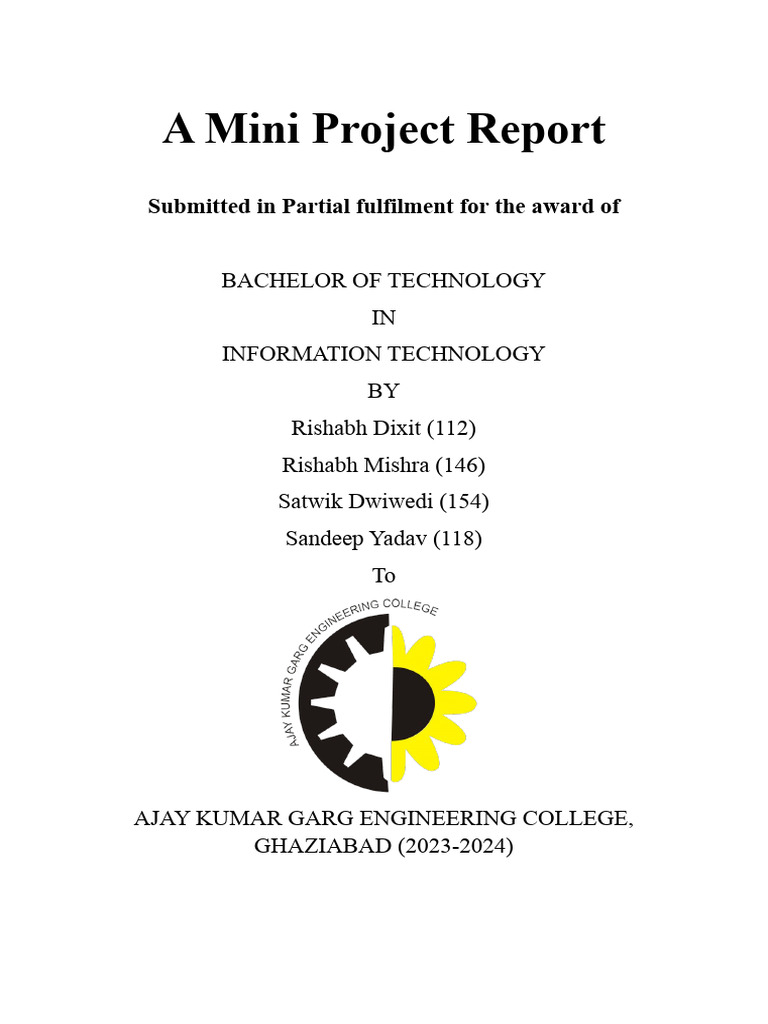 A Mini Project Report | PDF | Cognitive Science | Computing