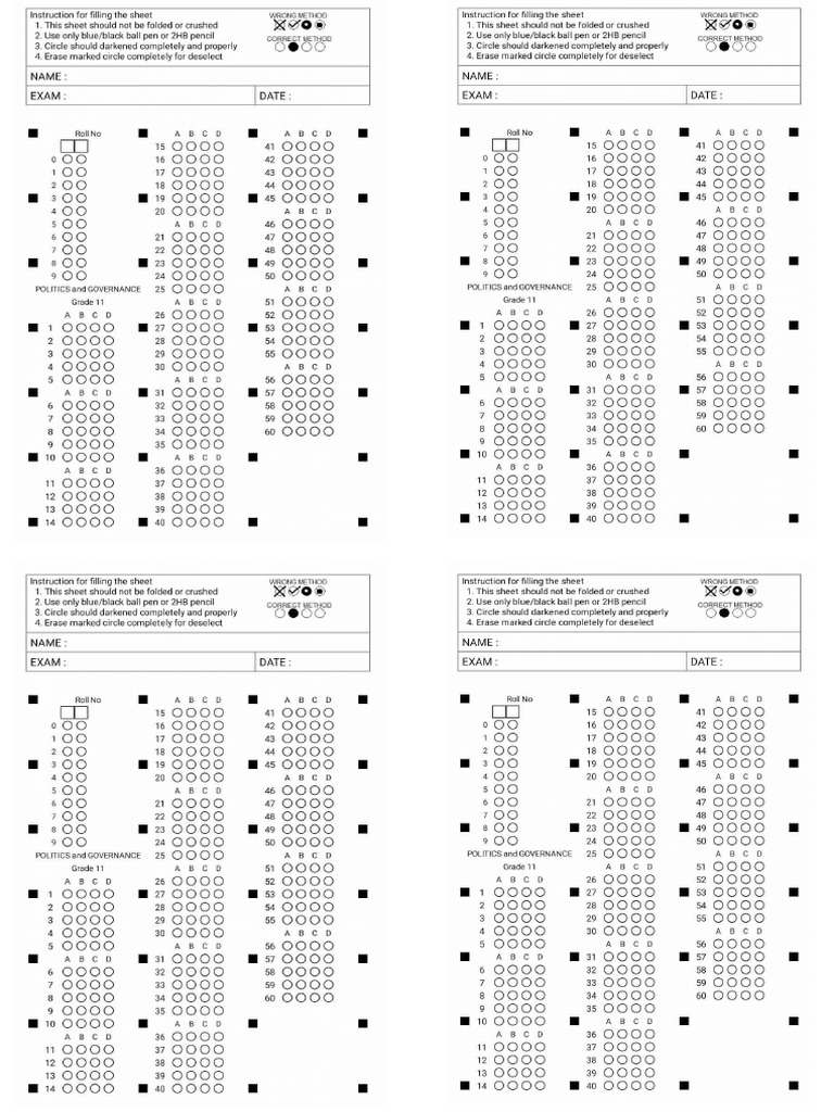 Answer Sheet | PDF