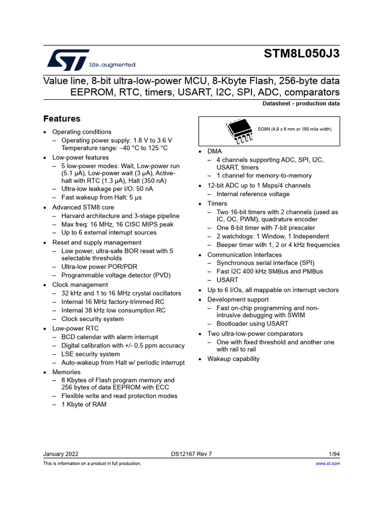 STM8L050J3 | PDF | Microcontroller | Integrated Circuit