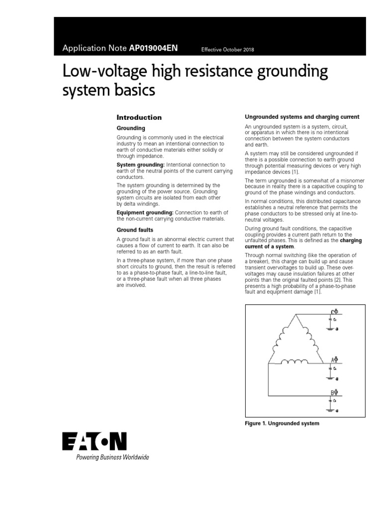 Low-Voltage High Resistance Grounding Basics | PDF | Electromagnetism ...