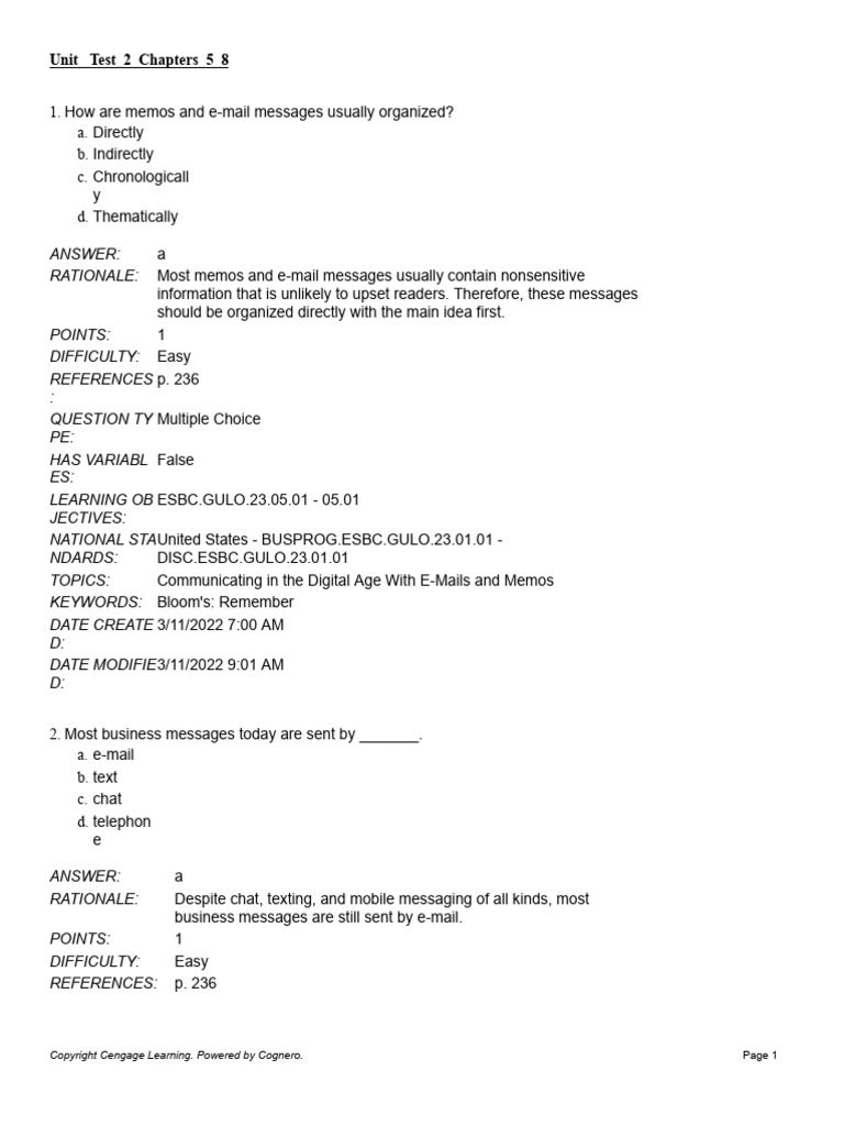 Unit Test 2 Chapters 5 8 | PDF | Persuasion | Communication