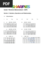 Worksheet 1 Memorandum Whole Numbers Revision Grade 8 | PDF | Numbers ...